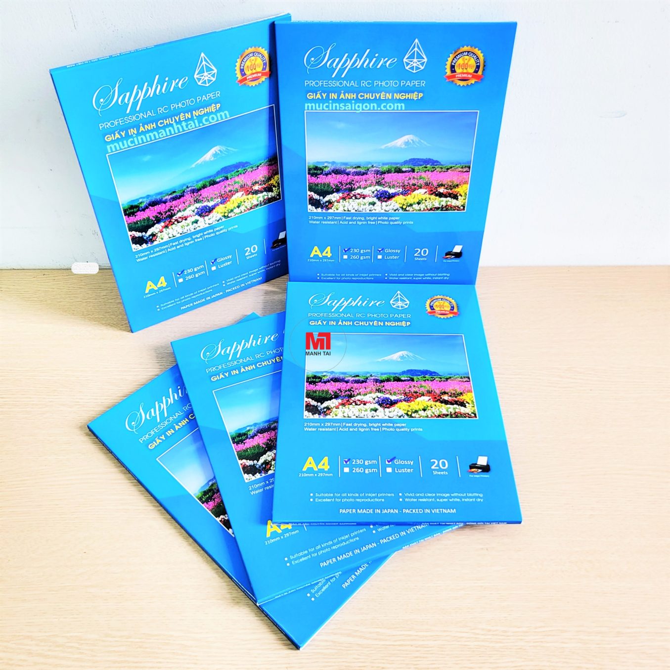 Giấy In Ảnh Sapphire RC Bóng A4 230gsm - Mực in Mạnh Tài
